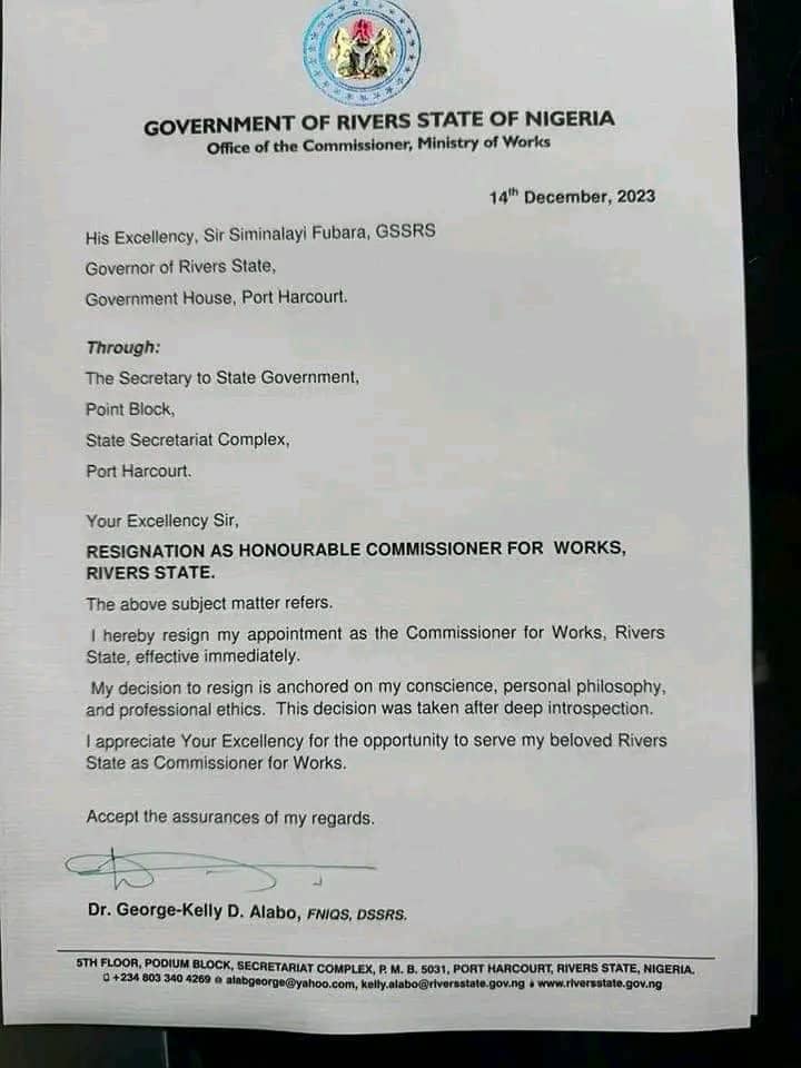 Another Rivers State Commissioner Resigns From Fubara’s Cabinet ...